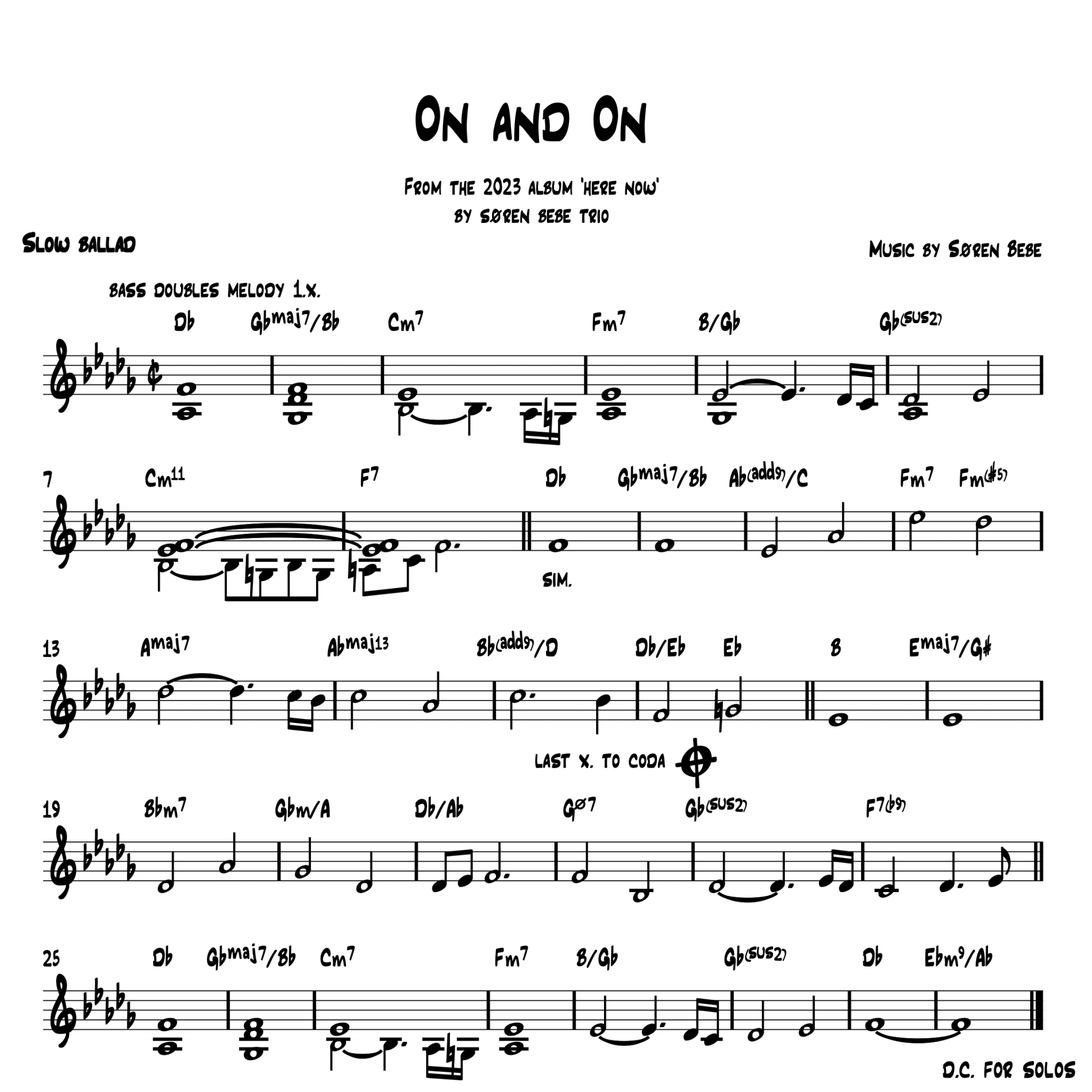 CD + Sheet Music Bundle (10% OFF) - 'Here Now' by Søren Bebe Trio ...